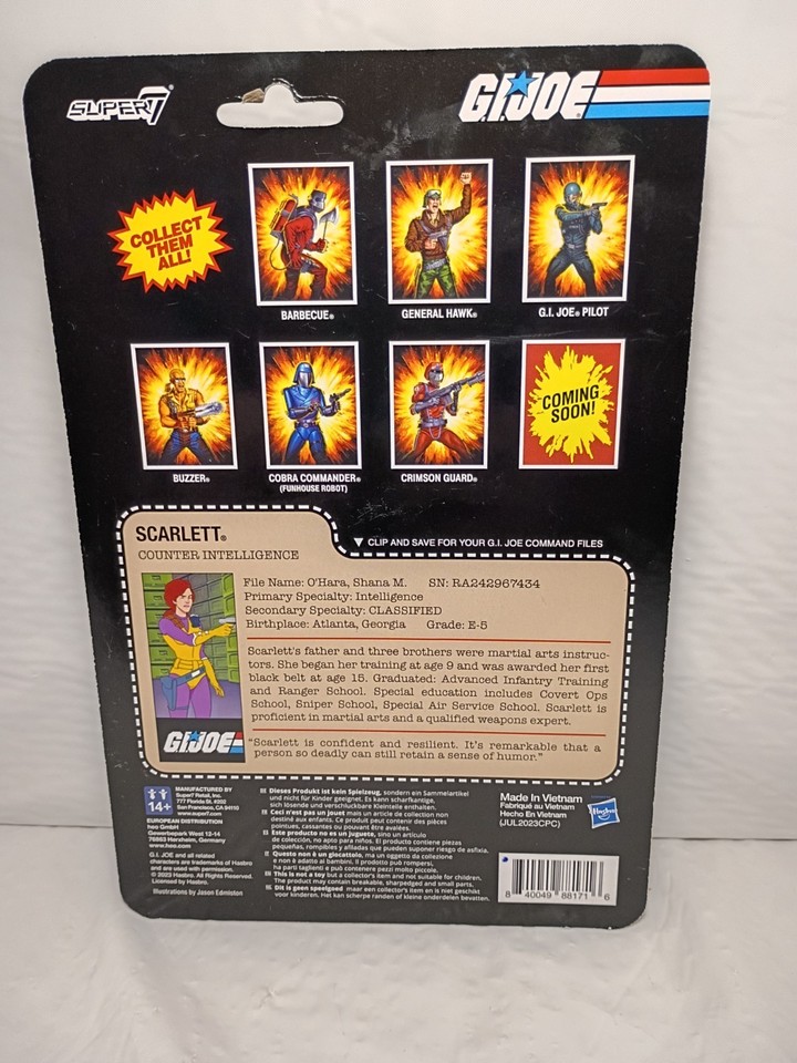 Super7 G.I. Joe: Vintage Retro Style Scarlett DIC Purple Reaction ...