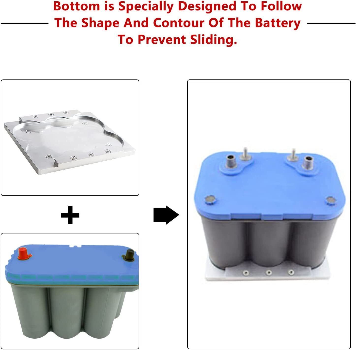⭐Aluminum Battery Bracket Relocation Hold Down Tray Kit For Optima 34/ ...