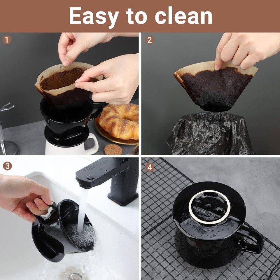 Over Coffee Maker Single Cup Ceramic Coffee Dripper Reusable Filter ...