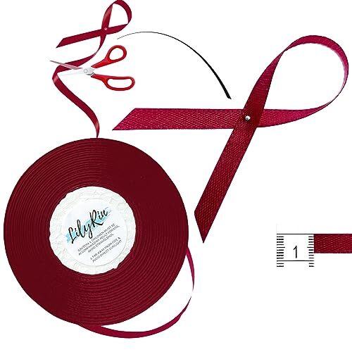 Dark Red Ribbon 1/4 Inches 36 Yards Satin Roll Perfect for Scrapbooking ...