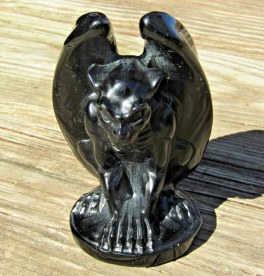 Natural Black Obsidian Carved Gargoyle Gothic Fantasy Oddity Folklore ...