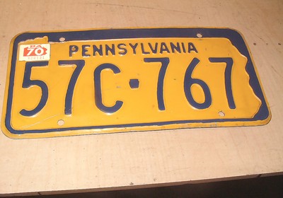 Vintage 1970 PENNA License Plate -STATE OUTLINE- Type # 57C-767 | eBay