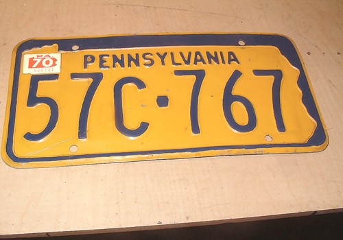 Vintage 1970 PENNA License Plate -STATE OUTLINE- Type # 57C-767 | eBay