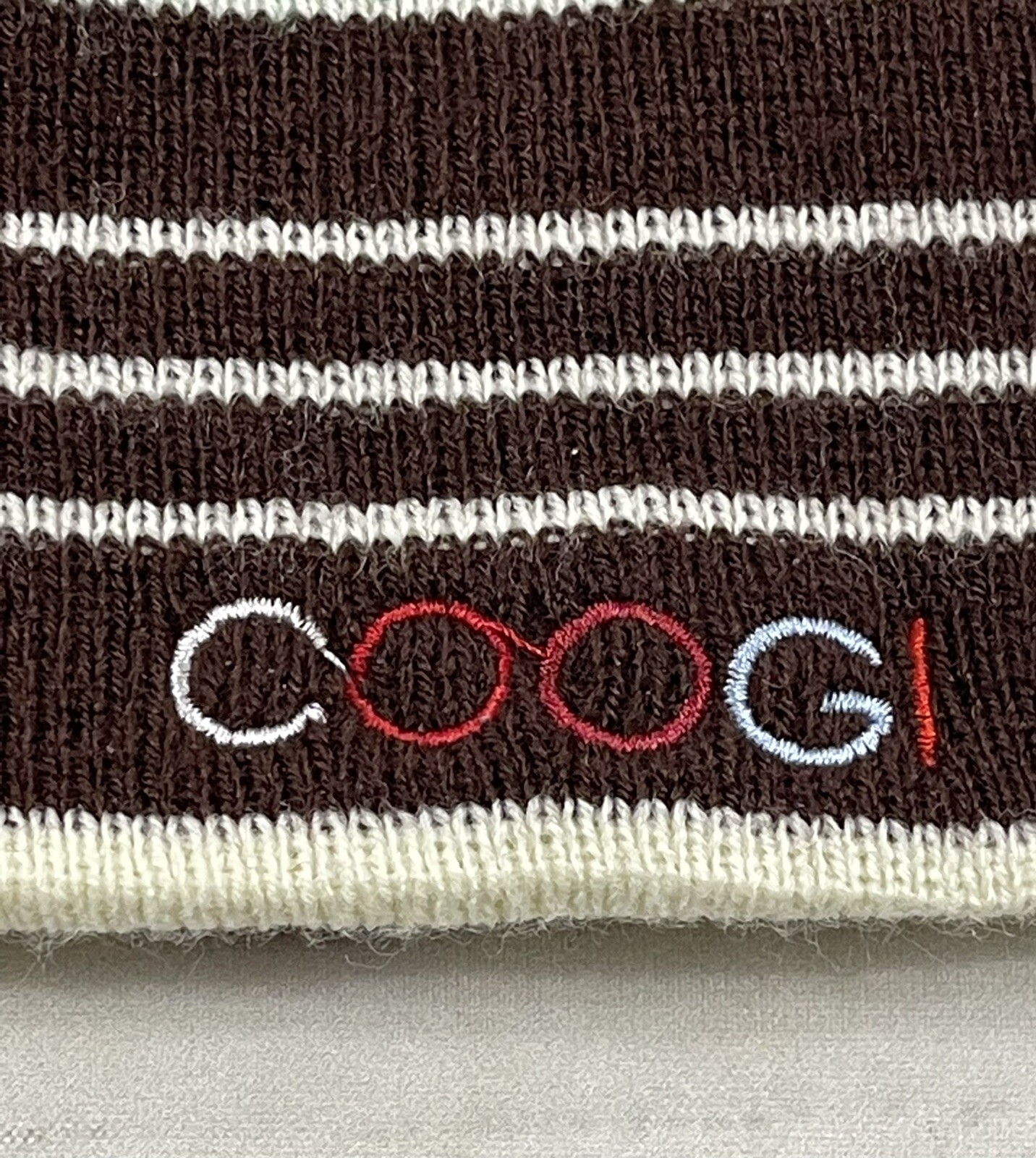 COOGI Beanie Skull Cap Skully Hat Striped Knit Green / Brown / Cream ...