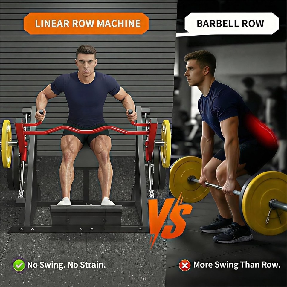 Linear Row Machine Home Gym Back Workout Machine with Plate-Loaded ...