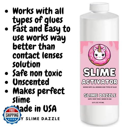 SlimeDazzle Slime Activator Solution 16 OZ – Ready to Use – Easy to Use ...
