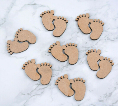 Baby Feet Pair MDF Craft Shapes Pair Joined Feet Craft Christening ...
