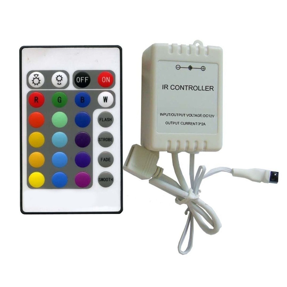 24 Key Ir Remote Controller Control For 5050 SMD RGB LED Strip & Us ...