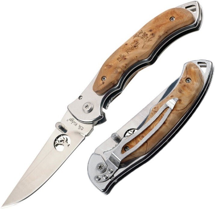 Elk Ridge Folding Knife 3" Mirror Finish 440 Steel Clip Point Blade ...