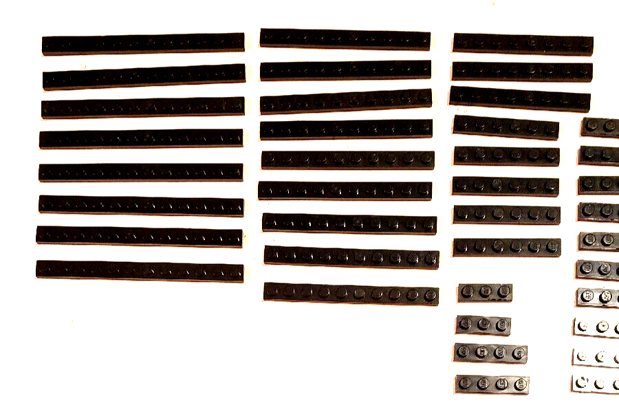 LEGO Lot of (150) Black Plates, Tiles & Wedges - 3710, 3795, 2450, 4162 ...