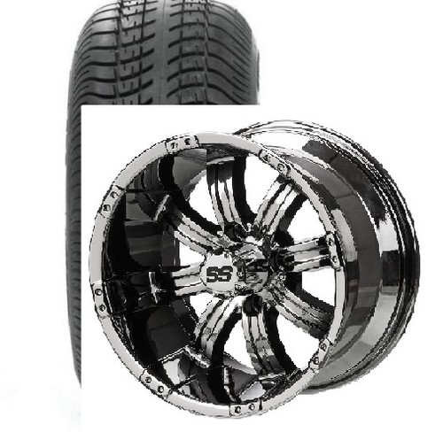 Set of (4) ITP 14 SS Chrome Golf Cart Car Rim Wheels & Low Profile ...