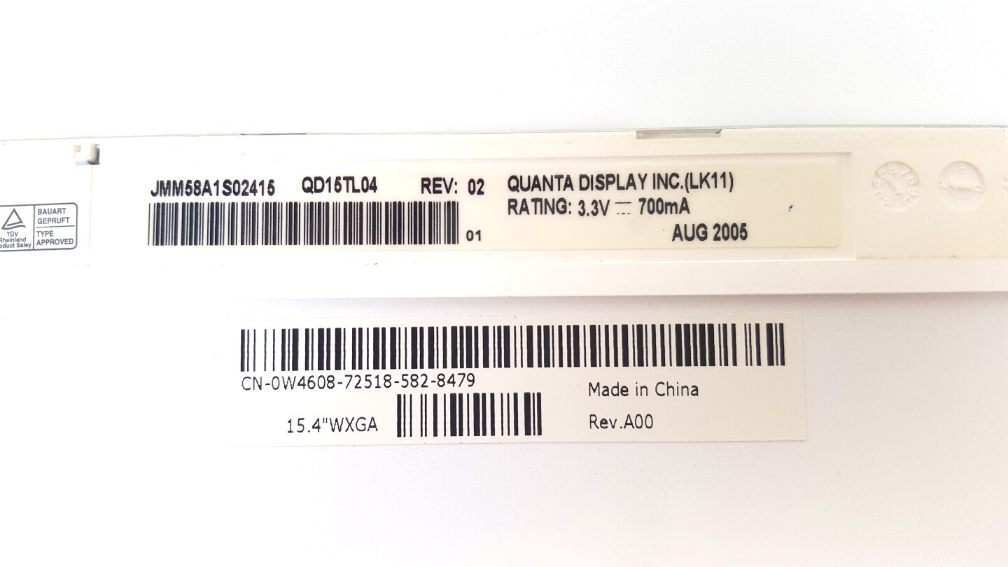 Quanta 15.4" 1280x800 WXGA 30pin Laptop Matte Display Screen QD15TL04 ...