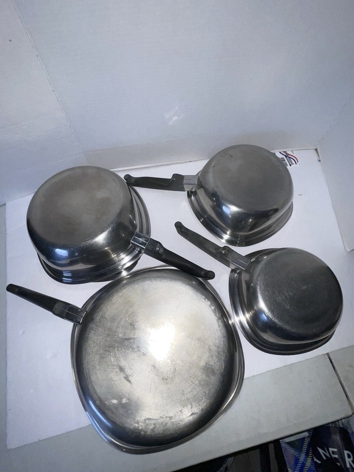 Aristo-Craft 8 Pc Stainless Steel Square Cookware Stock Pot Sauce Pans ...