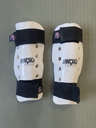 Macho Martial Arts Karate Tae Kwon Do TKD Shin Pad Protection White ...