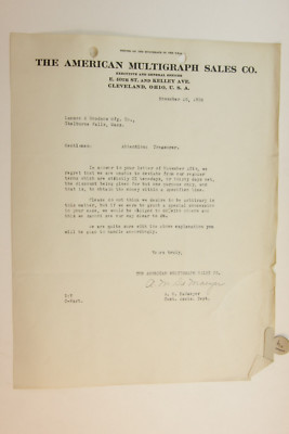 1926 Lamson Goodnow American Multigraph Co Cleveland OH - Letter ...
