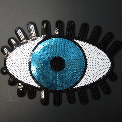 Sequin Evil Eye, Blue Eyeball Sew-On Patch, Big Large Jacket Applique ...