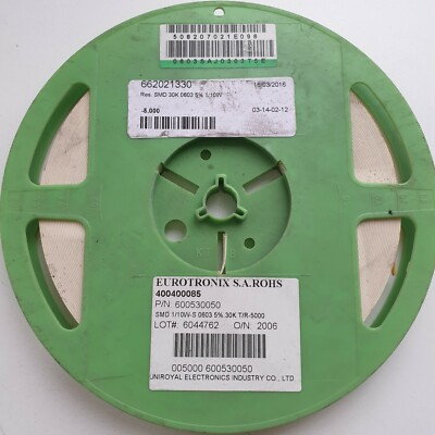 10 x 30K 1/10W 5 % RÉSISTANCE SMD EUROTRONIX. (R433) CA395U5000F280721 ...