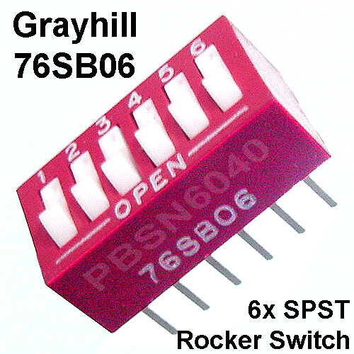 (10) SPST Raised DIP Rocker Switches, Mil-Spec, Grayhill 76SB06 * USA ...
