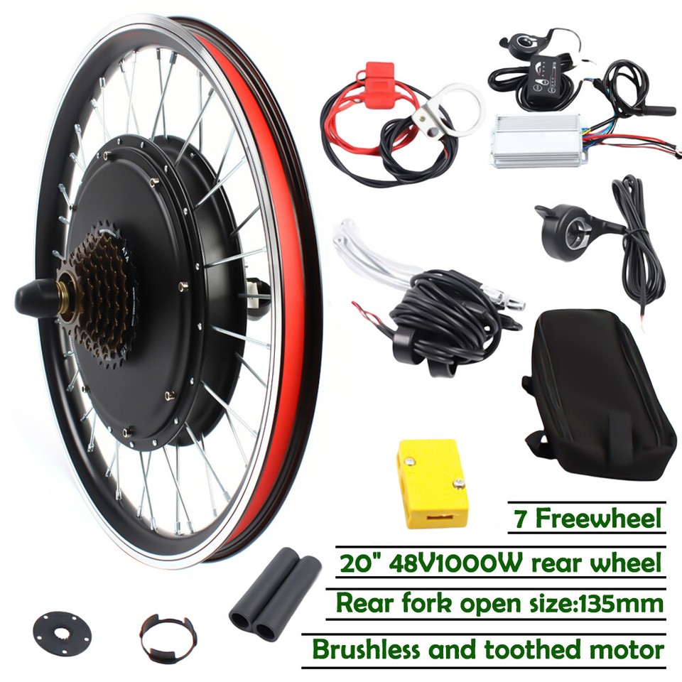 E-Bike Conversion Kit Electric Bike Motor Rear Wheel Kit 48V 1000W 20 ...