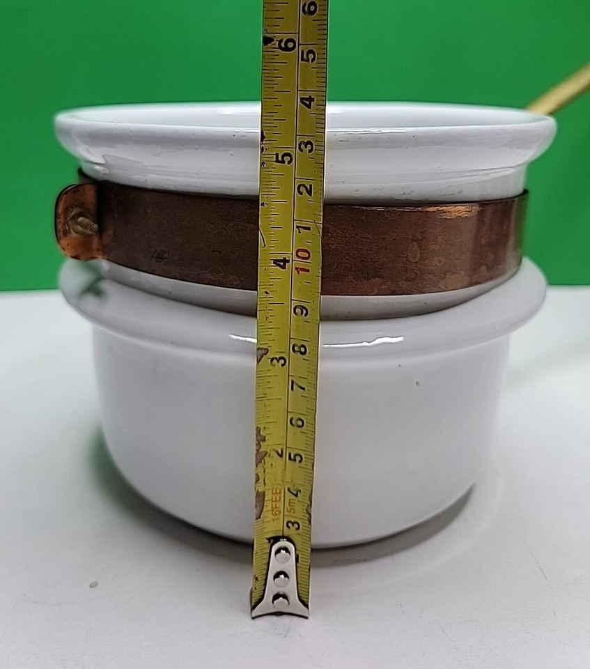Vintage Ceramic Double Boiler Insert Pot With Copper Band & Brass ...
