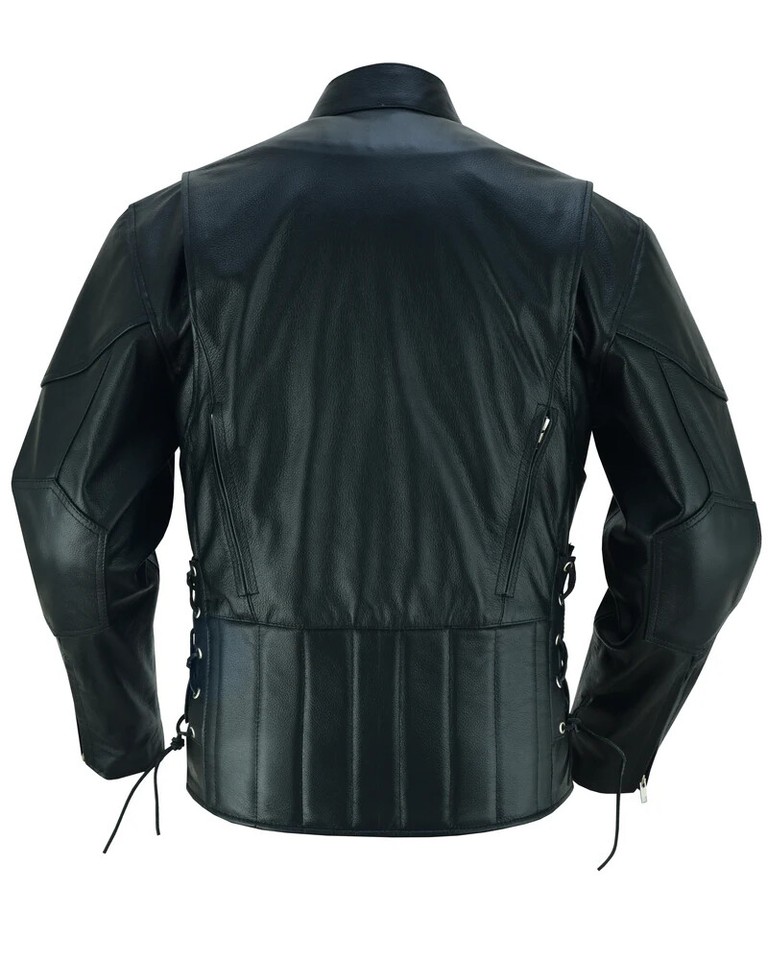 Café Racer Men's Black Cruiser Leather jacket Genuine Buffalo Skin ...