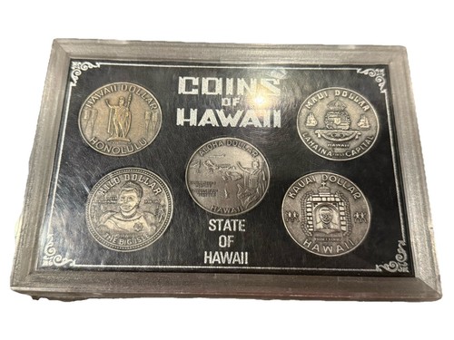 Coins of Hawaii Token Dollar Set Medal in Original Frame Vintage Silver ...