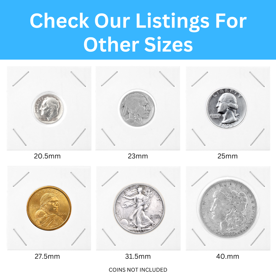 (100) 2X2 40mm Cardboard Coin Flips Large Dollar Holders Morgan ...