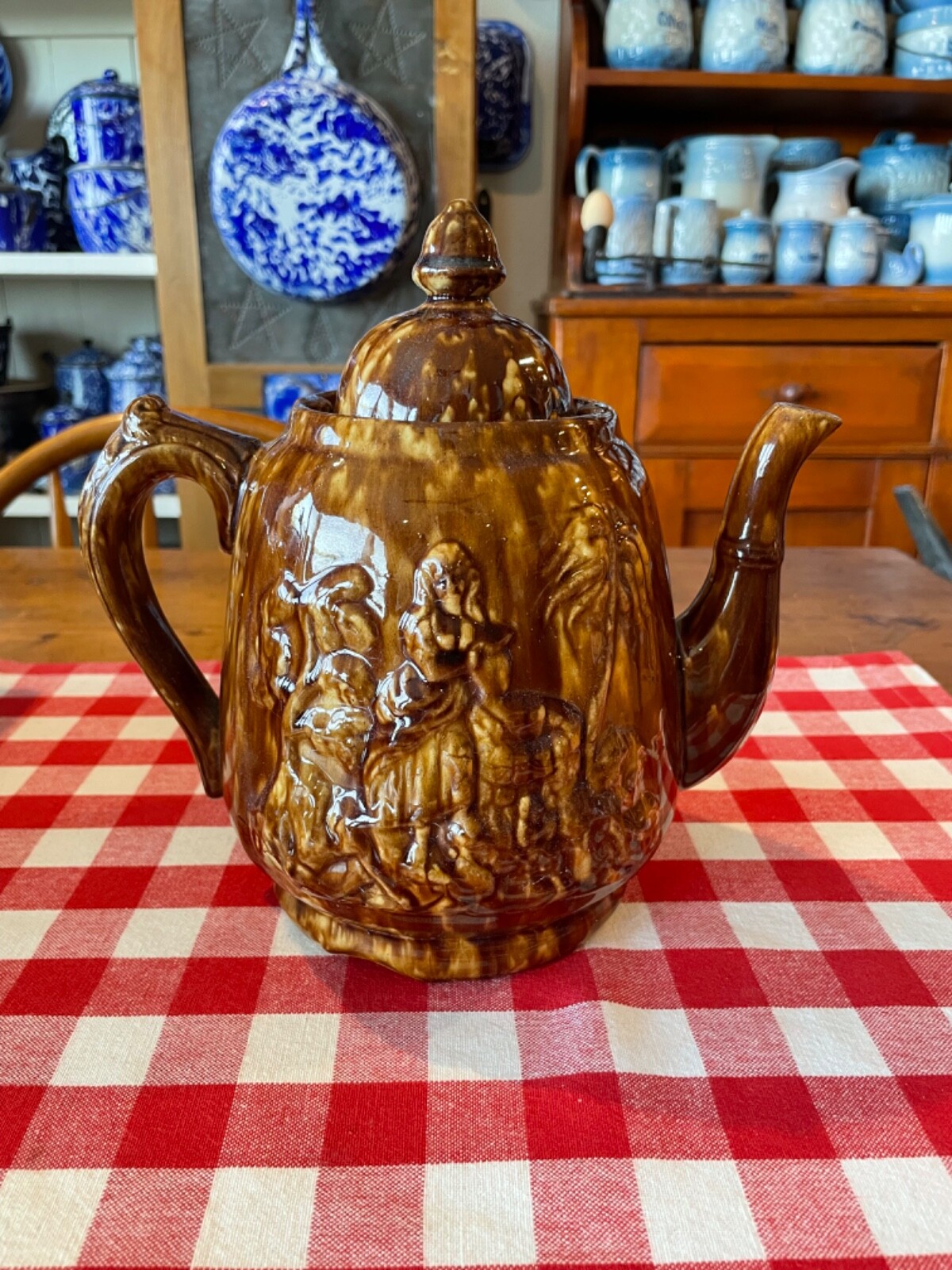 Antique Rockingham Pottery "Rebedah at the Well" Teapot (9 inches tall ...