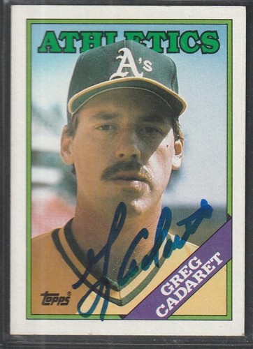093, Original Autograph, Greg Cadaret RC; Oakland Athletics, 1988 Topps ...