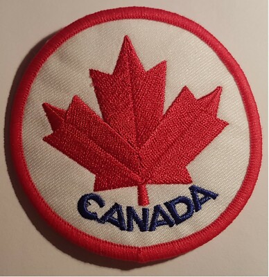 High Quality Canada Maple Leaf crest Embroidered Iron On Patch Round 3 ...