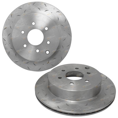 2 Rear Dimple Drilled + Slotted Disc Brake Rotors for Nissan D40 Navara ...