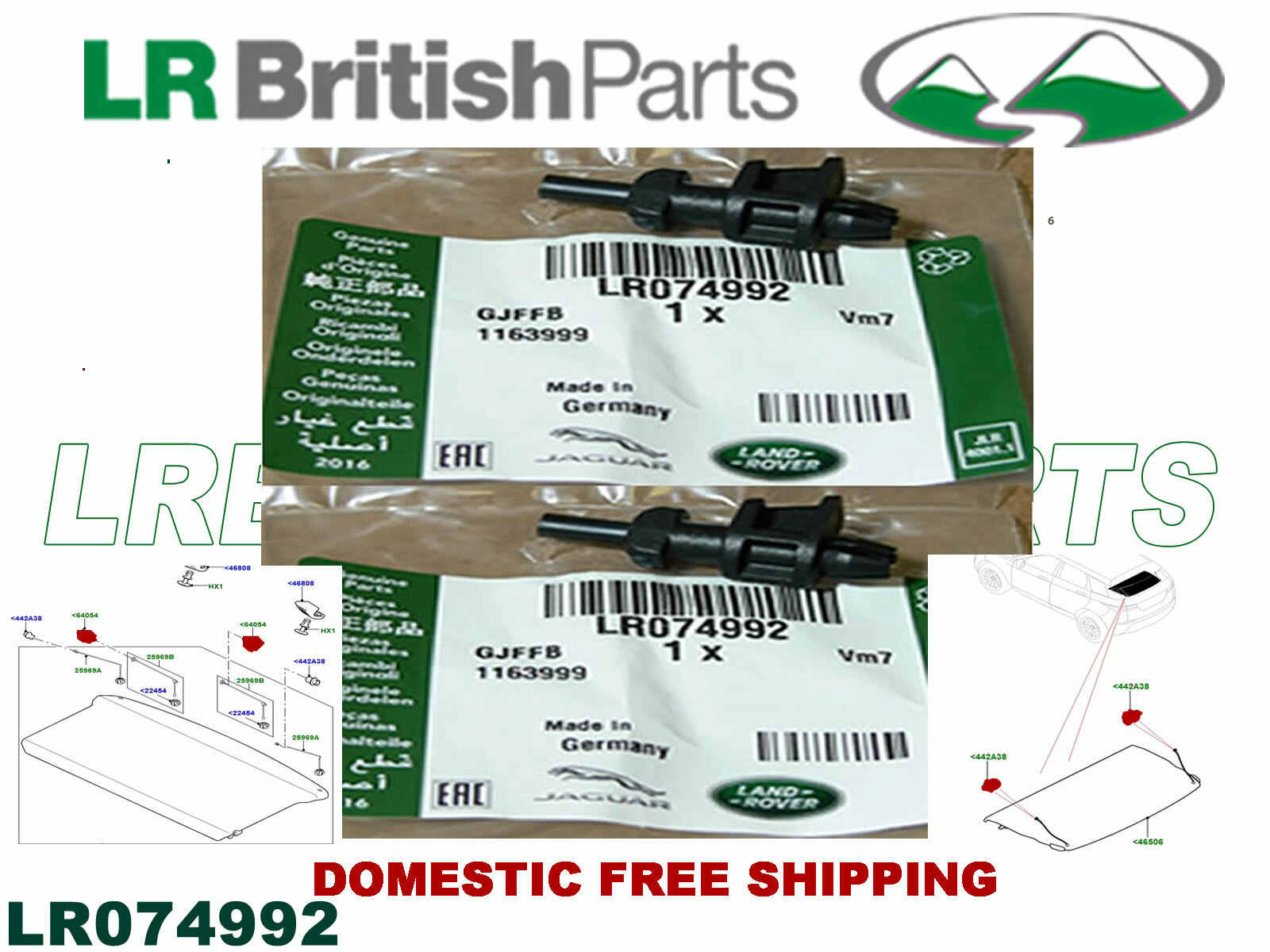 GENUINE LAND ROVER CARGO COVER CORD HOOK PIN SET RANGE ROVER EVOQUE ...