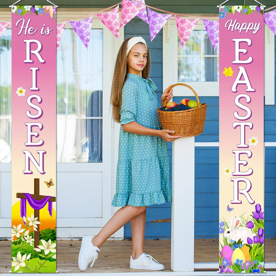 Happy Easter He Is Risen Porch Sign, He Is Risen Decoration Hanging ...