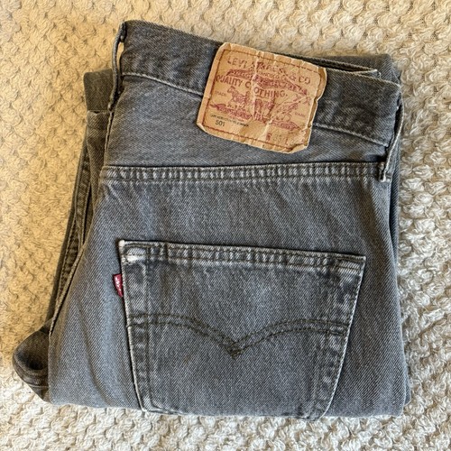 Levis 501 Jeans Size W33 L34 Measures W32 L31 Grey Straight Leg Vintage ...