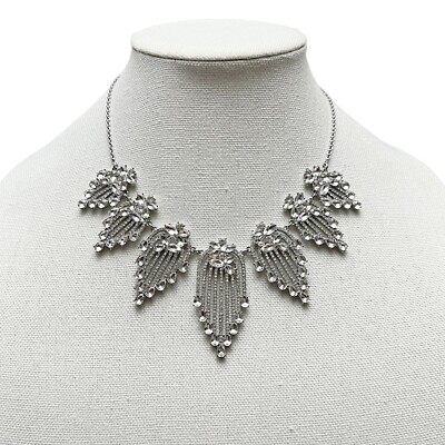 INC International Concepts Clear Crystal Waterfall Silvertone Statement ...