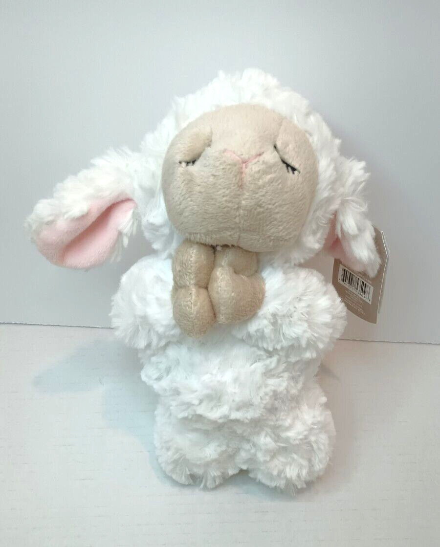 Baby Ganz Lamb w Red Ribbon White Fluffy Stuffed Silent Night Musical ...