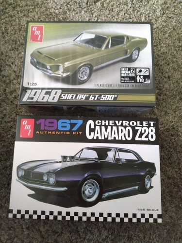 Lot of 2 AMT model kits 68' Shelby GT-500 Mustang and 67' Camaro Z28 ...