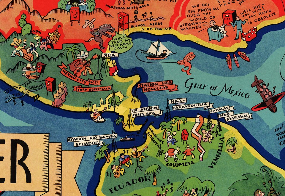 Early World Wide Short Wave Radio Map Hams Gift Amateur Enthusiasts ...