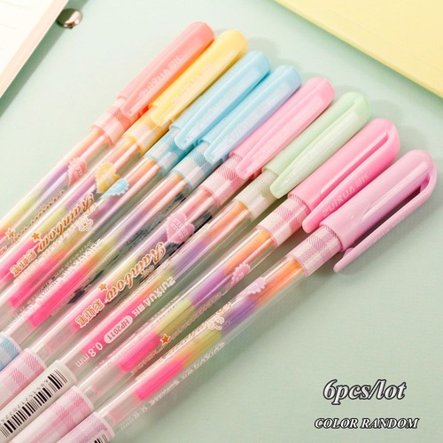 6 In 1 Art Pastels Colorful Ink Marker Gel Pen Color Pens Rainbow Color ...