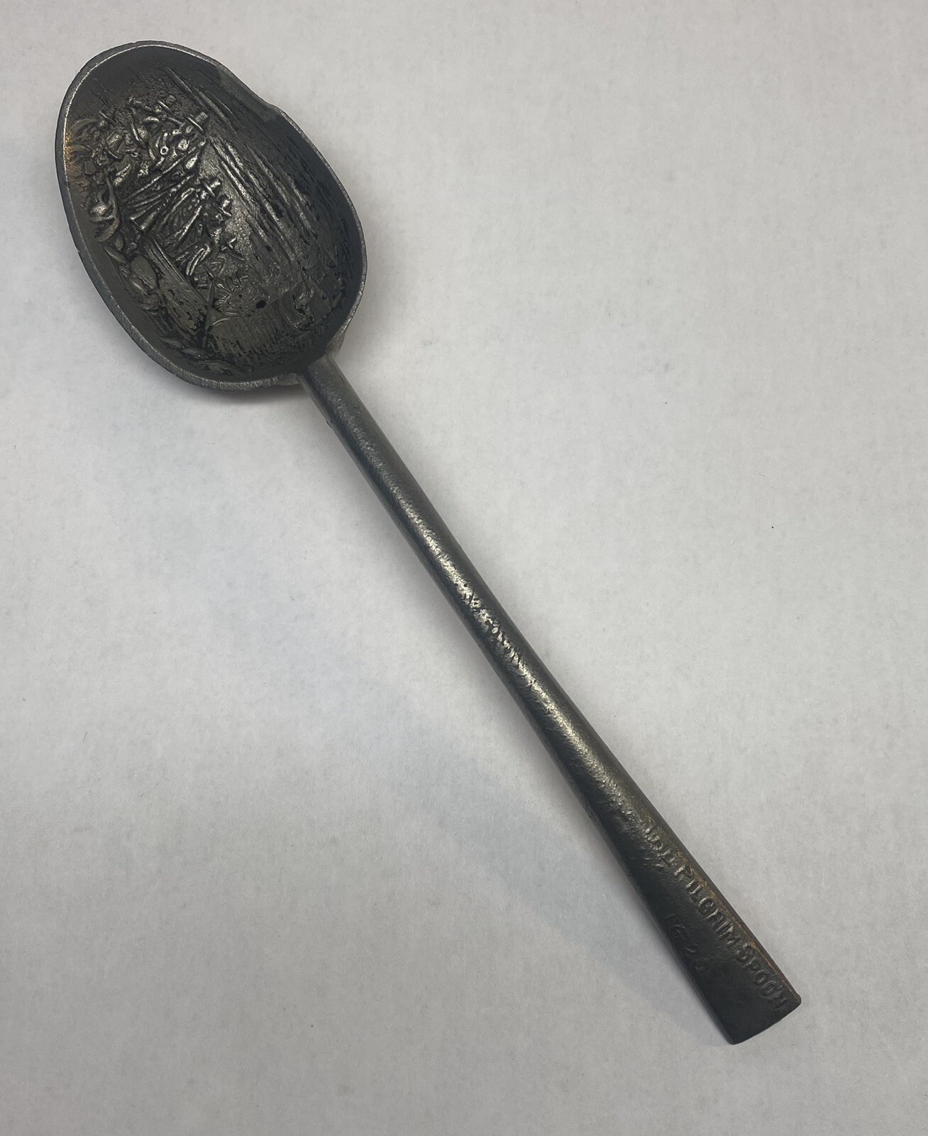 Pilgrims Pewterers Claw Back Pewter Spoon Embossed Mayflower ...