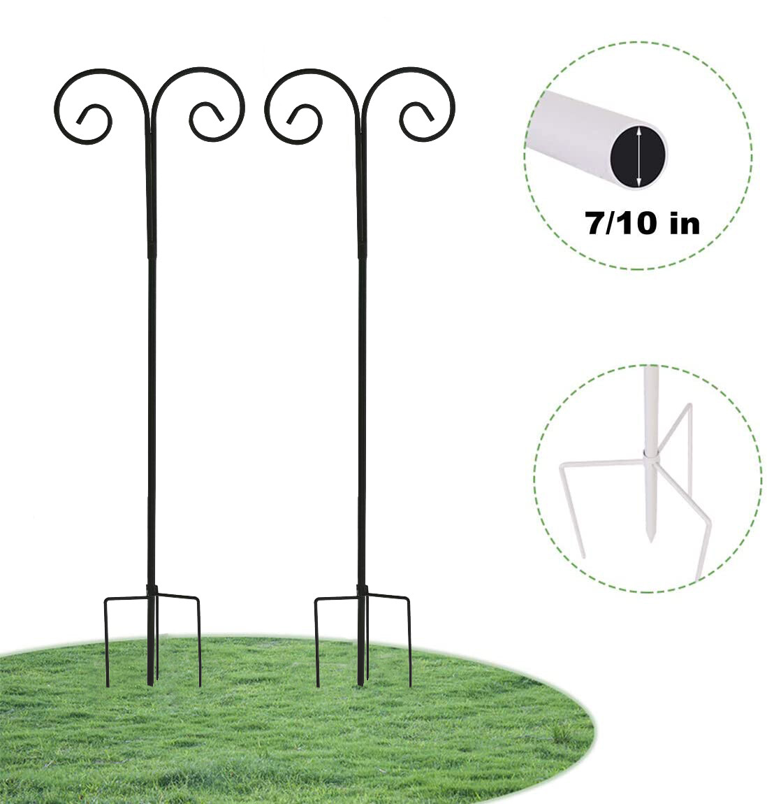 Shepherd Crook Hooks Garden Plant Hangers for Bird Feeder Mason Jars ...