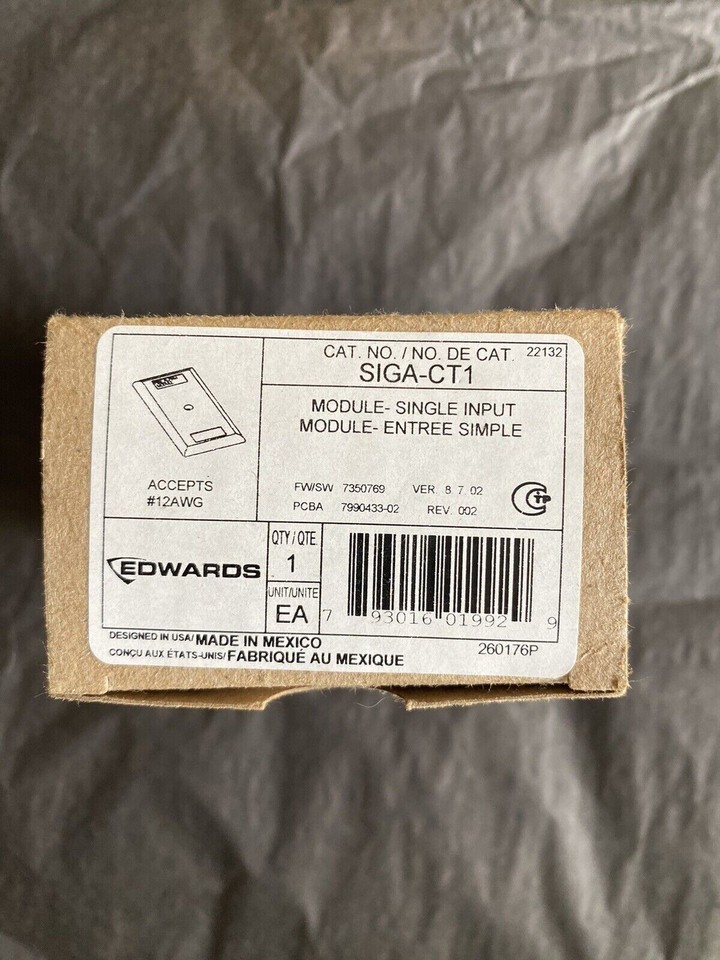 Edwards SIGA-CT1 Single Input Module for Fire Alarm System - White USA ...