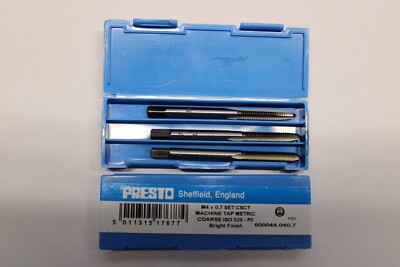 Presto M4 x 0.7 Tap set 3 taps 1st 2nd plug 4mm Tap set Bright finish ...