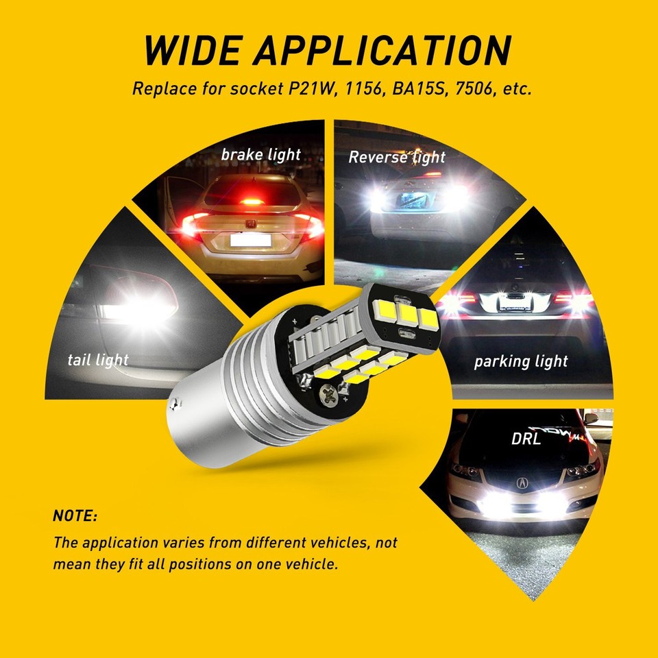 1156 7506 LED Running Daytime Light DRL Lamps 6000K Cool White Super ...