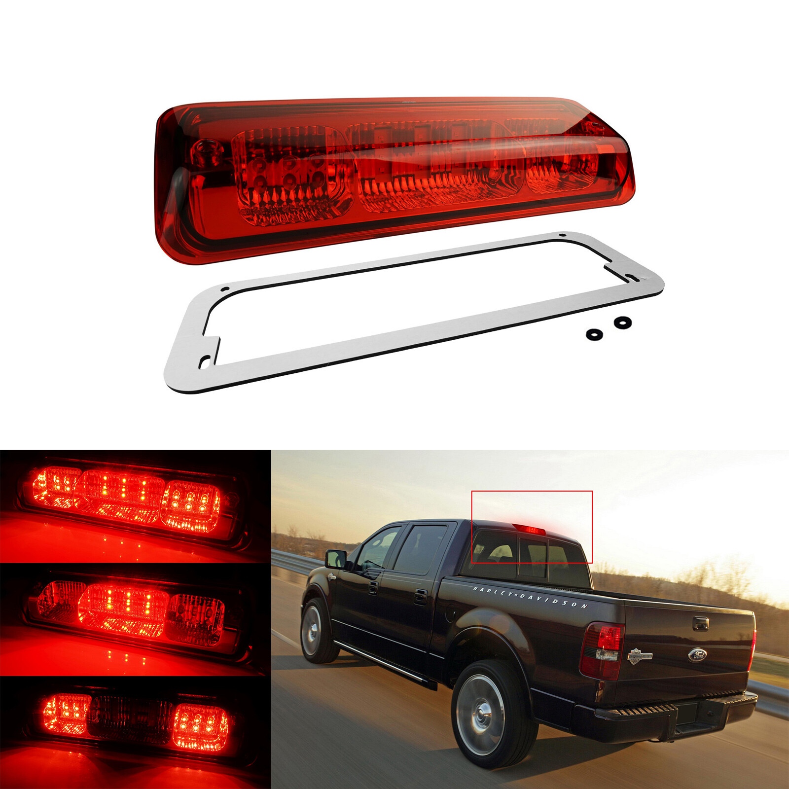 Red LED 3rd High Mount Brake Cargo Light For Ford F150 Lobo Lincoln ...