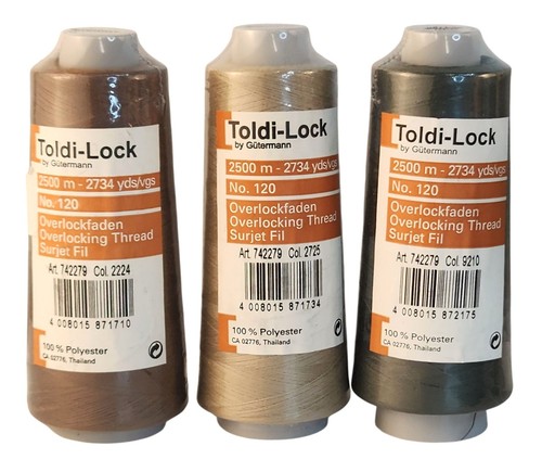 Toldi-Lock Overlocking Thread By Gütermann 2500m Polyester Spools - 3 ...