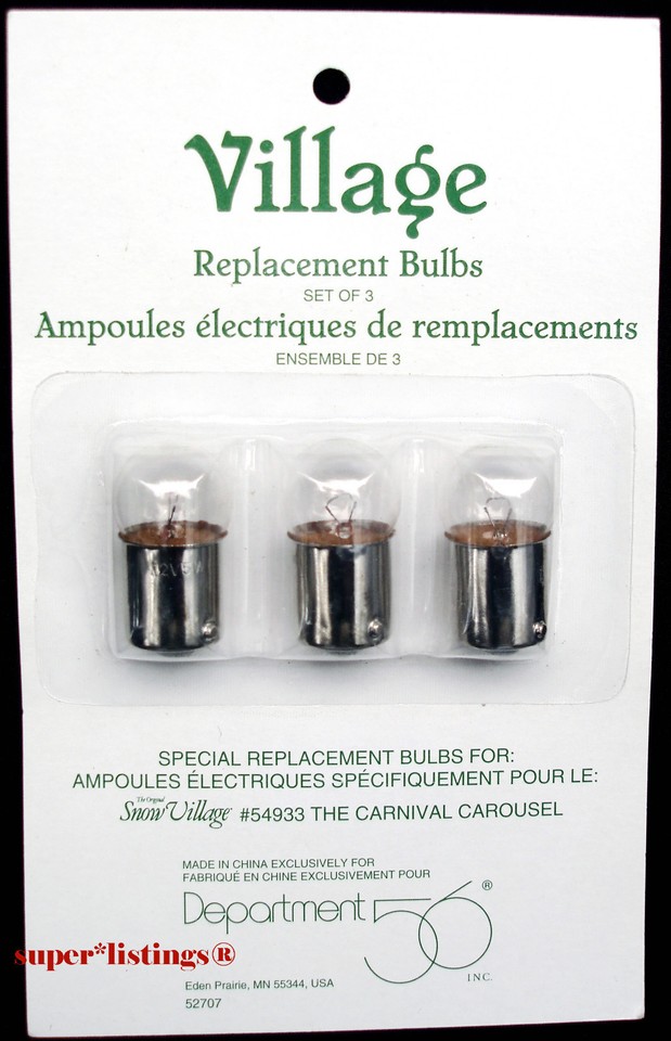Dept. 56 Replacement Light Bulbs Set of 3 Clear 52707 Retired Free ...