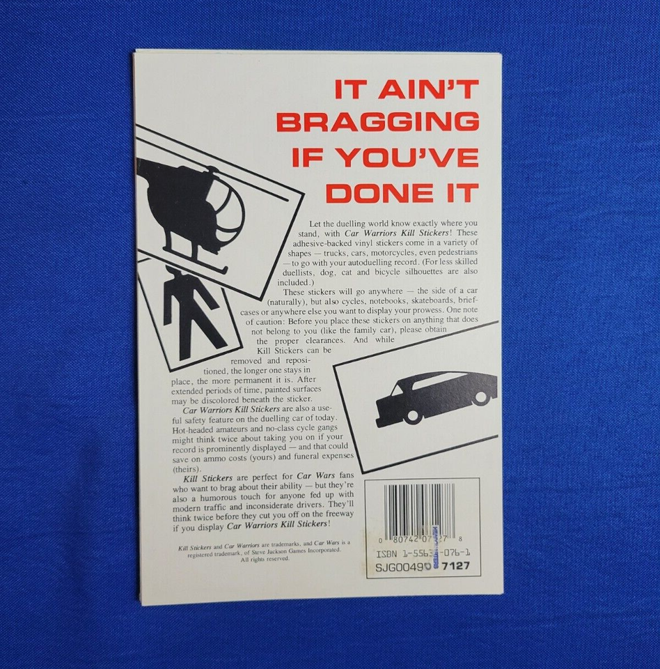 Car Warriors Kill Stickers - Steve Jackson Games (Complete) | eBay