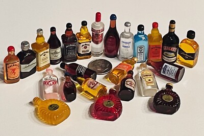 Dollhouse Miniature Drink Beer Whiskey Bottle Lot 👻🧲 (24) Hard Alcohol ...