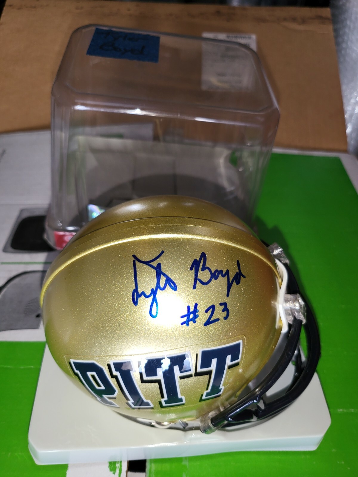 Tyler Boyd SIGNED University of Pittsburgh Pitt Mini Helmet by Riddell ...